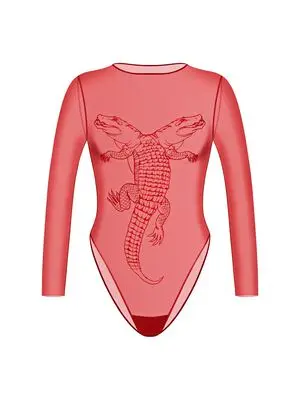 ZHILYOVA Alligator Longsleeve Bodysuit - Red