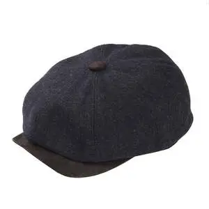DASMARCA HATS Eden Slate Wool Newsboy Bakerboy Peaky Cap With Leather Visor Peak - Grey
