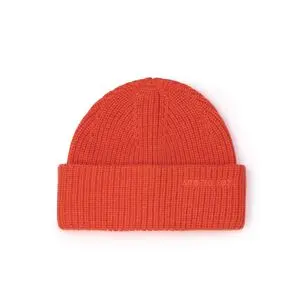ARCTIC FOX & CO. Embroidered Merino Wool Beanie - Sunkissed Coral Orange