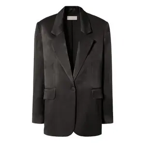 AGGI BY HALEWSKI Bellamy Satin Glossy Blazer - Black