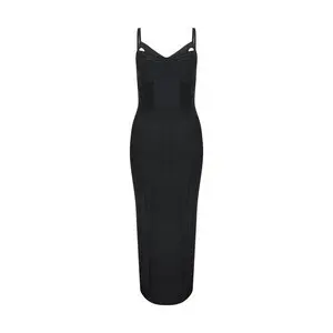SOUR FIGS Bustier Mesh Binding Detail Dress - Black