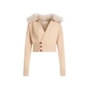 THE GT ATELIER Neutrals Fur-collar Sweater