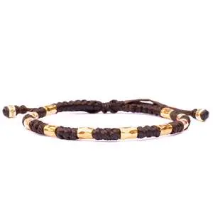 HARBOUR UK Gold Vermeil Rope Bracelet - Brown