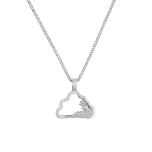 CLAIRE HILL DESIGNS Sparkly Cloud Charm Necklace Silver