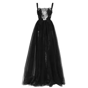 LIA ARAM Deconstructed Lace And Tulle Overall Gown