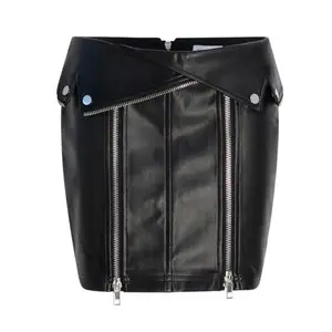CIRCULAR PATH Mini Biker Vegan Leather Skirt