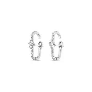 SALLY SKOUFIS Revolution Huggie Earrings With Man-made Diamonds In Sterling Silver - Silver/white