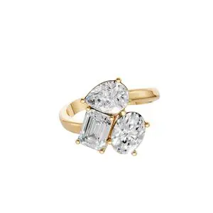 AYA FINE JEWELRY 10k Designer Mixed Shape Lab Diamond Ring In 3.33 Cwt - Yellow