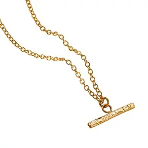 POSH TOTTY DESIGNS Yellow Plated Textured T Bar Necklace - Gold