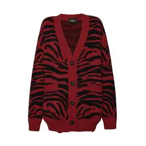 SVETA MILANO Black / Red Georgia Merino Wool Cardigan - Black/red