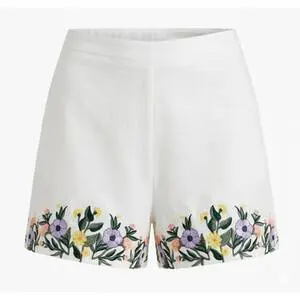 ASHITA FERNANDES Floral Above-the-knee Linen Shorts - White