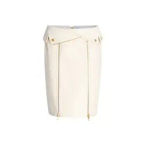 CIRCULAR PATH Neutrals Biker Vegan Leather Skirt