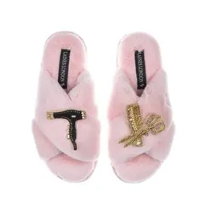 LAINES LONDON Classic Laines Slippers With Hairdresser Brooches - Pink
