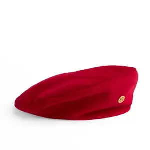 SIBI HATS Audrey Bright Velvet Beret Hat - Red