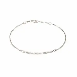 LILY & ROO Sterling Diamond Style Bar Bracelet - Silver