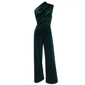 ME & THEE Off The Wall Velvet Jumpsuit - Green