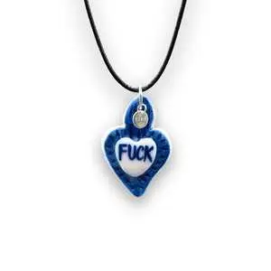 Tiké Jewels Blue Sacred Heart Porcelain Choker Necklace - Silver