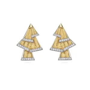 AUGUSTINE JEWELS Art Deco Fan Diamond Earrings - Gold