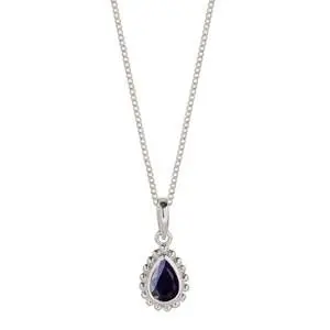 CHARLOTTE'S WEB JEWELLERY Blue / Black / Silver September Birthstone Sterling Silver Necklace Black Sapphire - Blue/black/silver
