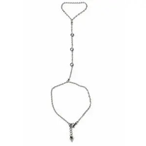 JAGGED HALO JEWELRY Margot Hand Chain With Crystal Embellishments - Silver