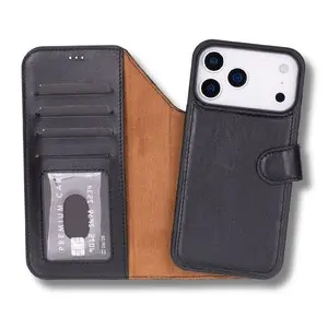LEATHERE Leather Iphone Onyedi Pro Max Wallet Case – Austin - Black