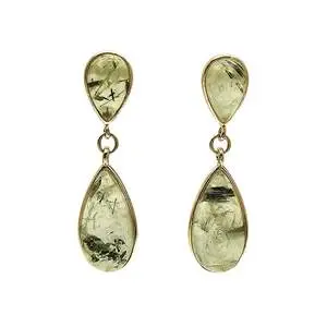 FARRA Teardrop Prehnite Drop Earrings - Green