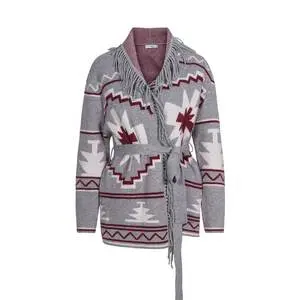 TIRILLM Maggie Pattern Knitted Cashmere Cardigan, Melange - Grey
