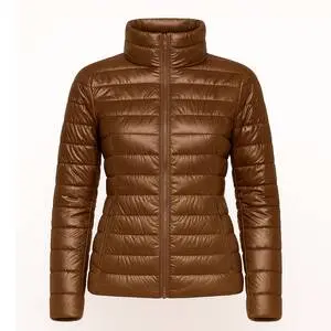 TANTRA SPAIN SL Basic Metallic Anorak With Zipper Closure And Mandarin Collar - Brown