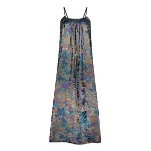 DHARA SHETH, DUBAI Shadow Of Sequin Shimmer Spaghetti Strap Maxi Dress Rainbow Halloween Party Dress - Black
