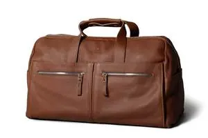 HARBER LONDON Leather Weekender Bag Chestnut - Brown