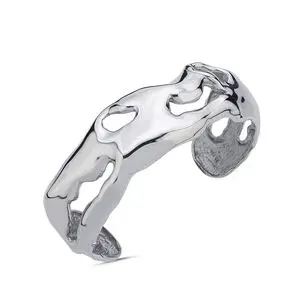 LINYA JEWELLERY Aruna Thick Cuff Bracelet - Silver