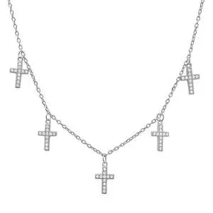 KYLIE HARPER Sterling Dangling Diamond Cz Cross Charm Necklace - Silver
