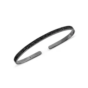 SALLY SKOUFIS Destiny Palm Cuff With Made Diamonds In Rhodium - Black