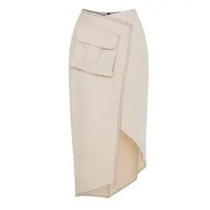 MIRIMALIST Neutrals Wrap Pencil Midi Skirt Ecru - Beige
