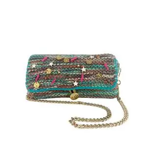 HILO DE MAR Small Hand-knitted Handbag In Premium Variegated Yarn - Blue