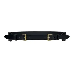 HAUTE CUIR Leather Cloe Waist Belt - Black