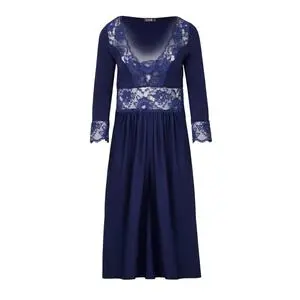 OH!ZUZA NIGHT&DAY Midi Viscose Nightgown Navy - Blue