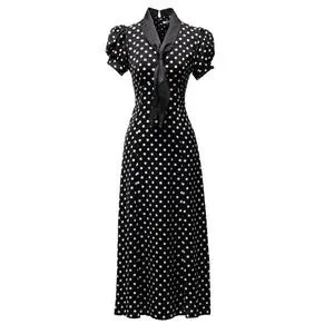 TUVA COLLECTION Ascot Polka Dot Dress