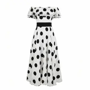 MATSOUR'I 100% Silk Polka Dot Midi Dress