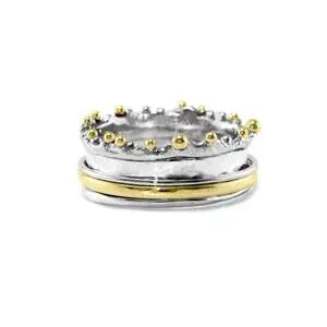 ISLA SILVER Gold / Silver Crown Mixed Metal Spinning Ring - Gold/silver