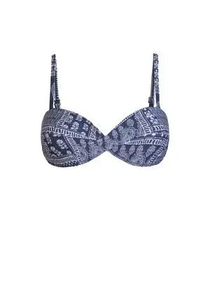 CHANGE OF SCENERY Blue / White Loryn Top In Tivara Patchwork - Blue/white