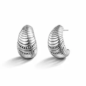 GOLD & HONEY Textured Teardrop Stud Earrings - Silver