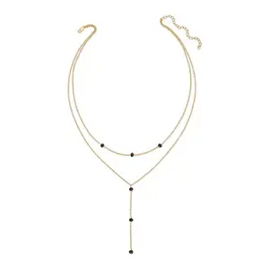 HEATHER HAWKINS Gold-filled Layered Y-necklace With Spinel - Black