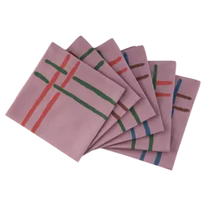 SOPHIE WILLIAMSON DESIGN Set Of Six Napkins With Bold Lines On Dusty Lilac - Pink
