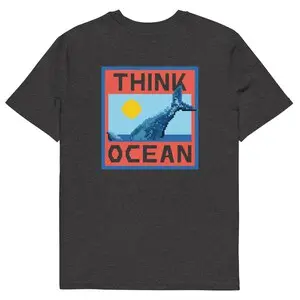 ANCHOR & CREW Think Ocean Whale Pixel Art Organic Cotton T-shirt - Black
