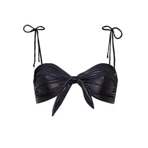 AULALA PARIS Miss Enthusiastic Shiny Bikini Top - Black