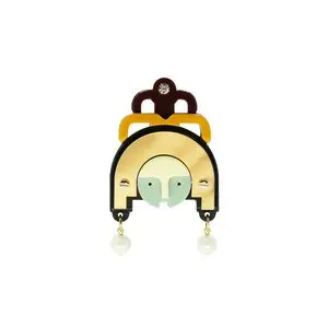 GISSA BICALHO Acrylic Handmade Brooch Ixchel Mustard - Yellow