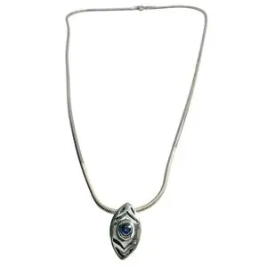 TG-JEWELLERY BY TAMARA GERVASIO Silver / Black / Blue Eclipse Eye Unique Necklace – Sterling Silver & Blue Sapphire - Silver/black/blue