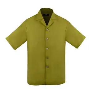DAVID WEJ Kingston Linen Blend Shirt Olive - Green