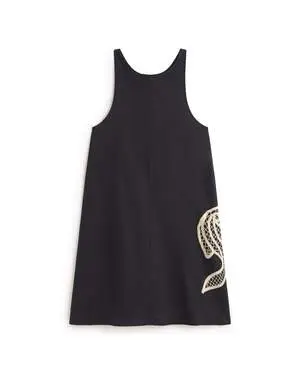 THINKING MU Short Hand Embroidered Dress Fish Aniela